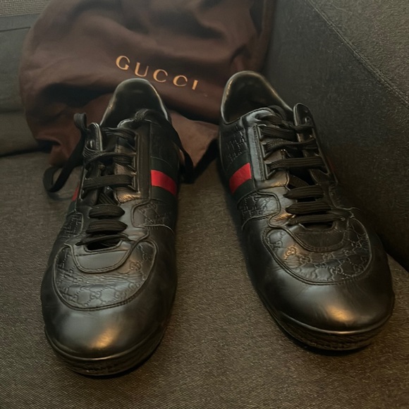 Gucci | Shoes | Mens Black Gucci Sneakers | Poshmark